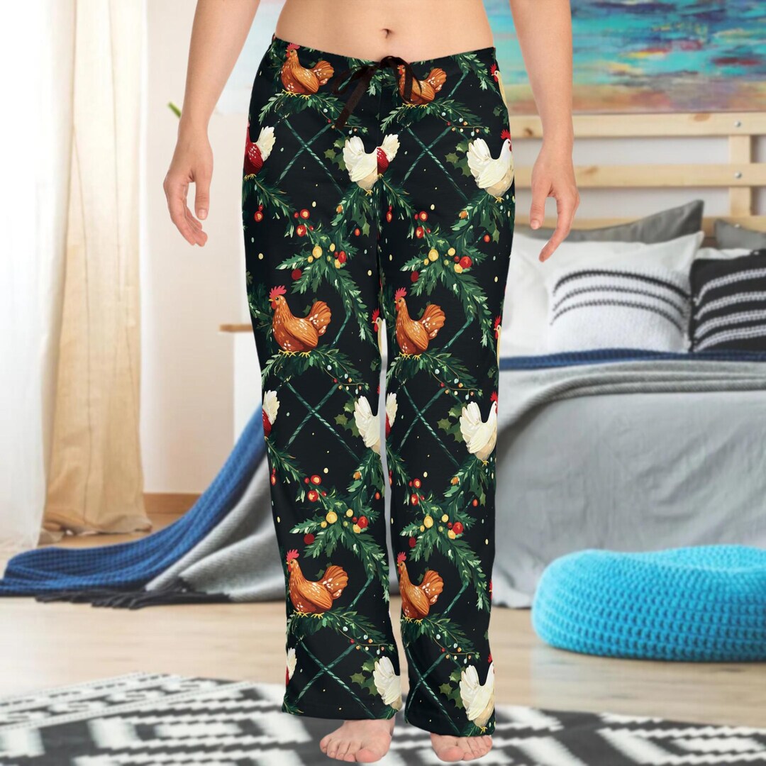 Women's Chicken Pajama Pants - Adorable Chicken Lover Pjs - Ladies ...