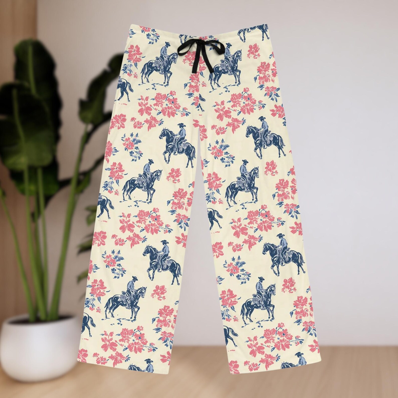 Men's Festive Western Pajama Pants Cowboy Pattern Lounge Pants Vintage ...
