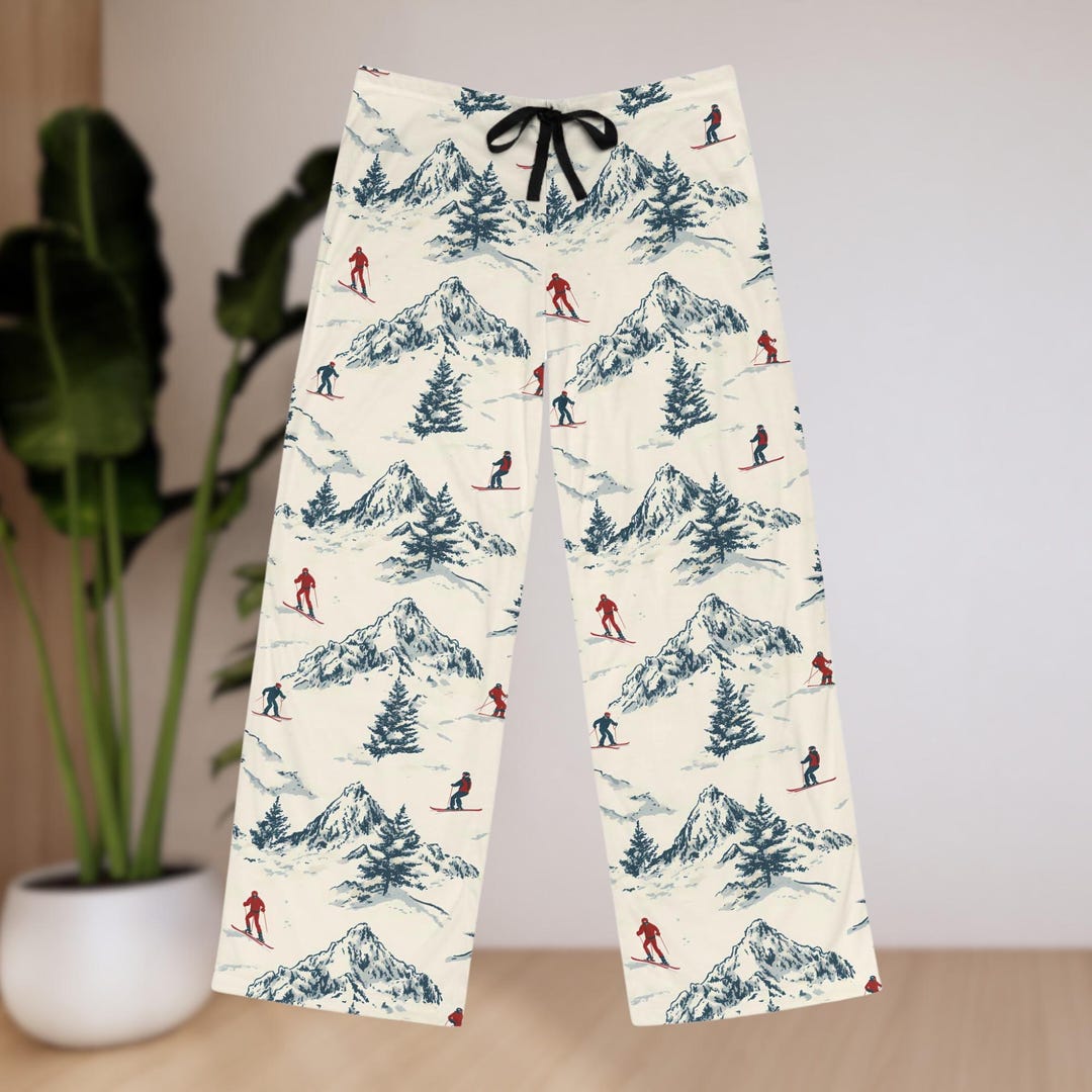 Ski Men's Pajama Pants - Cozy Winter Sleepwear - Christmas Lounge Pants ...