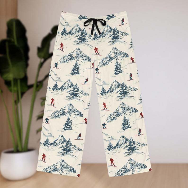 Ski Men's Pajama Pants Cozy Winter Sleepwear Christmas Lounge Pants Ski ...