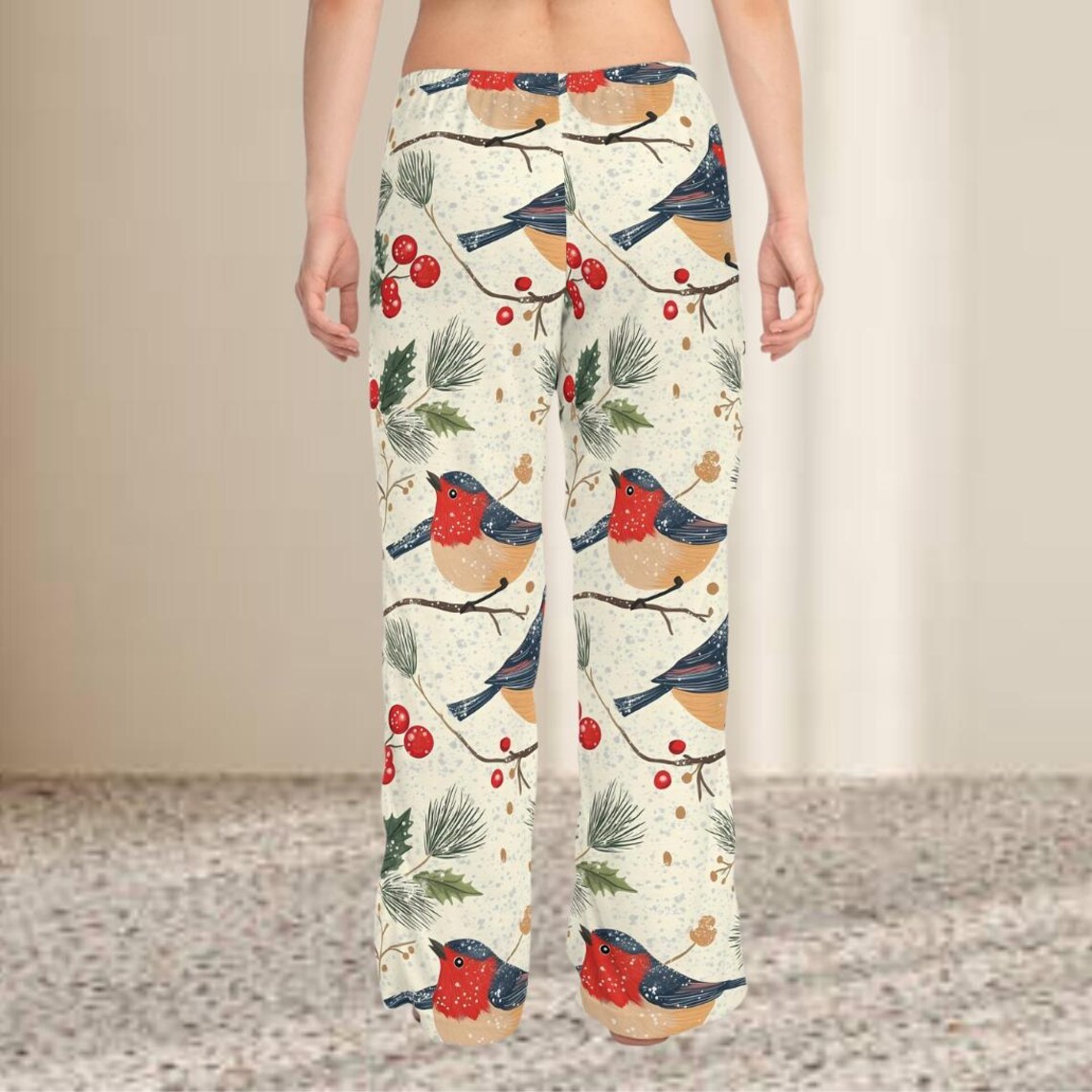 Holiday Birds Women's Pajama Pants, Festive Lounge Pants, Christmas ...