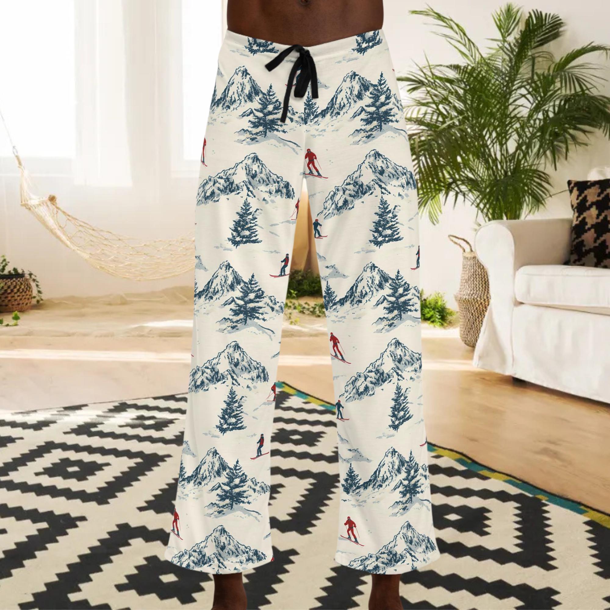 Ski Men's Pajama Pants - Cozy Winter Sleepwear - Christmas Lounge Pants ...