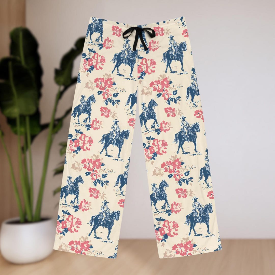 Cowboy Pattern Western Pajama Pants - Men's Festive Cowboy Lounge Pants ...