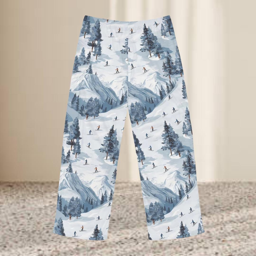 Ski Men's Pajama Pants, Cozy Winter Sleepwear, Christmas Lounge Pants ...