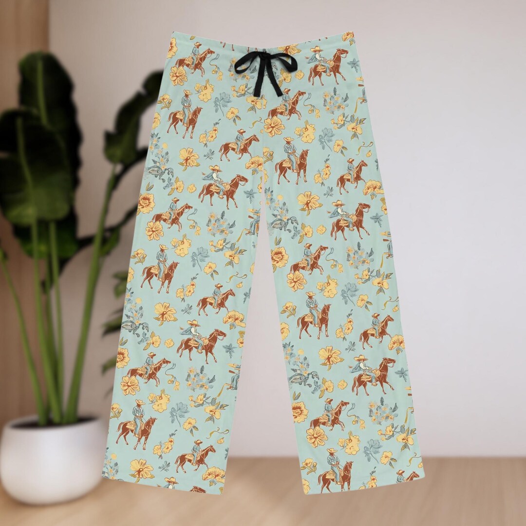 Men's Festive Cowboy Western Pajama Pants - Cowboy Pattern Lounge Pants ...
