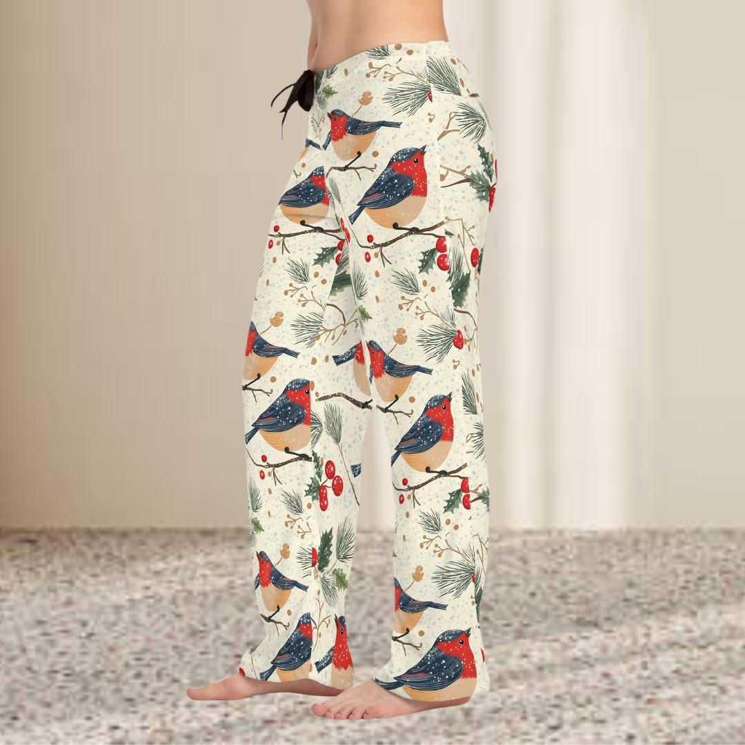 Holiday Birds Women's Pajama Pants, Festive Lounge Pants, Christmas ...