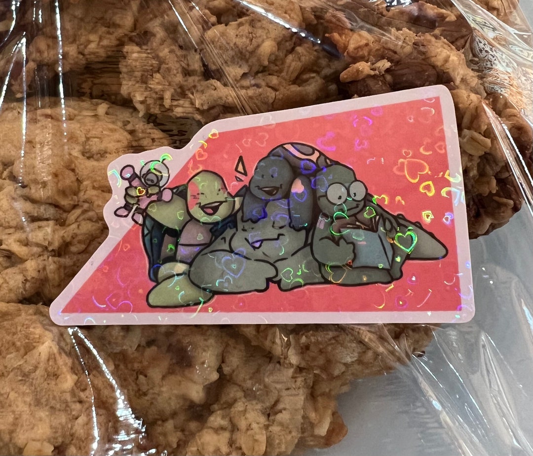 Turtle Pile Heart Holo Sticker - Etsy