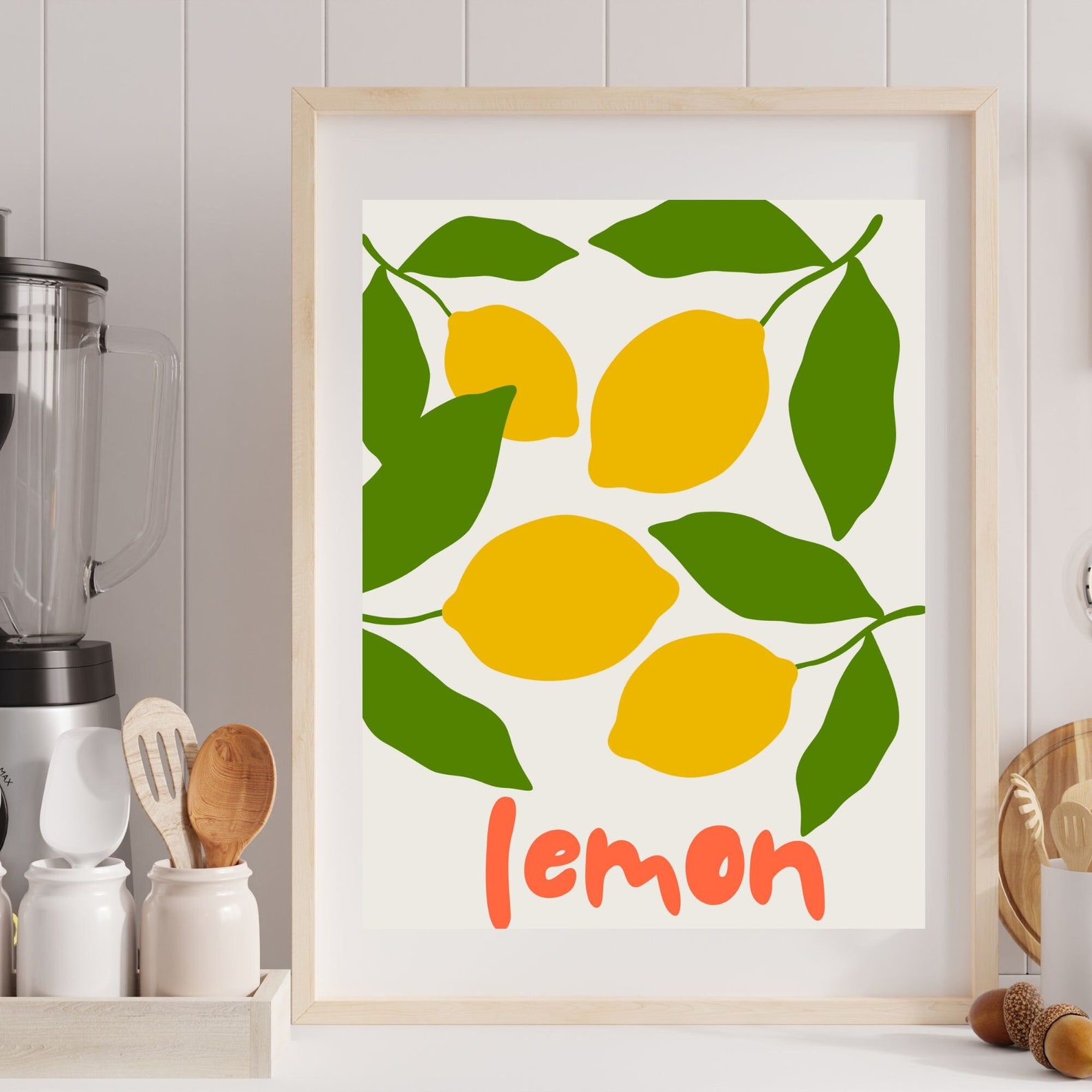 Trendy Minimalist Colorful Lemon Art Print - Multiple Sizes, Instant ...
