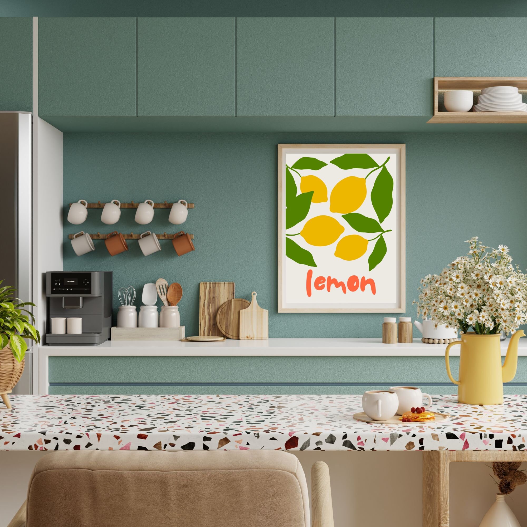 Trendy Minimalist Colorful Lemon Art Print - Multiple Sizes, Instant ...