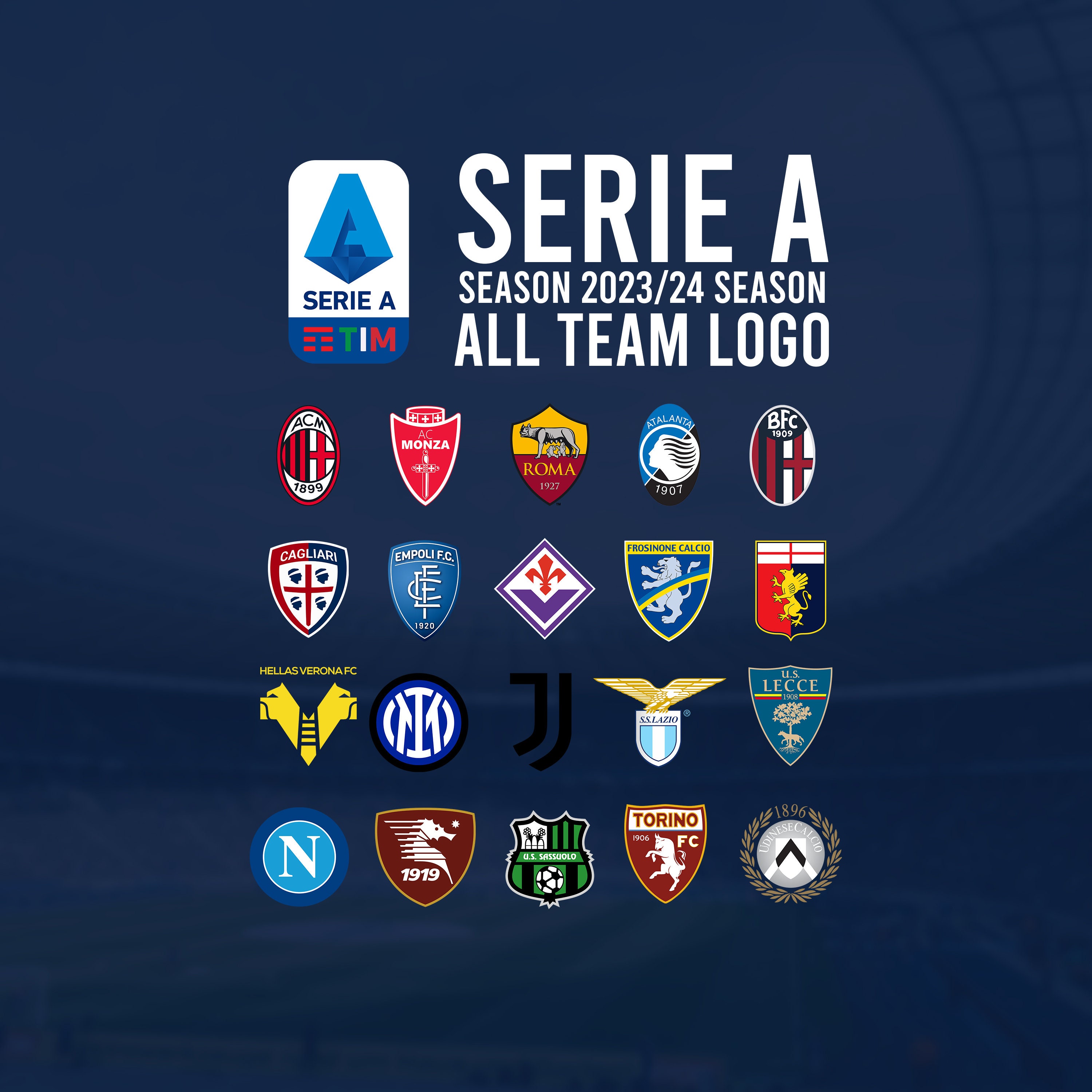 Serie A Football Team Logo Serie A 2023 24 20 Team Logo (complete