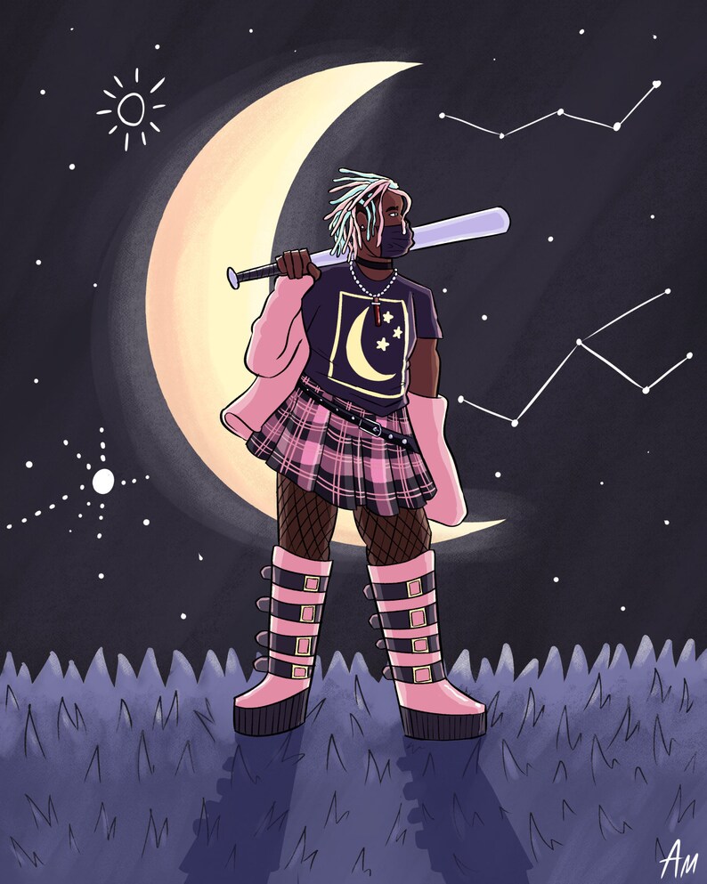 Pastel Goth Boy Art Print 8 X 10 | Original Art, Cute, Aesthetic, Wall ...