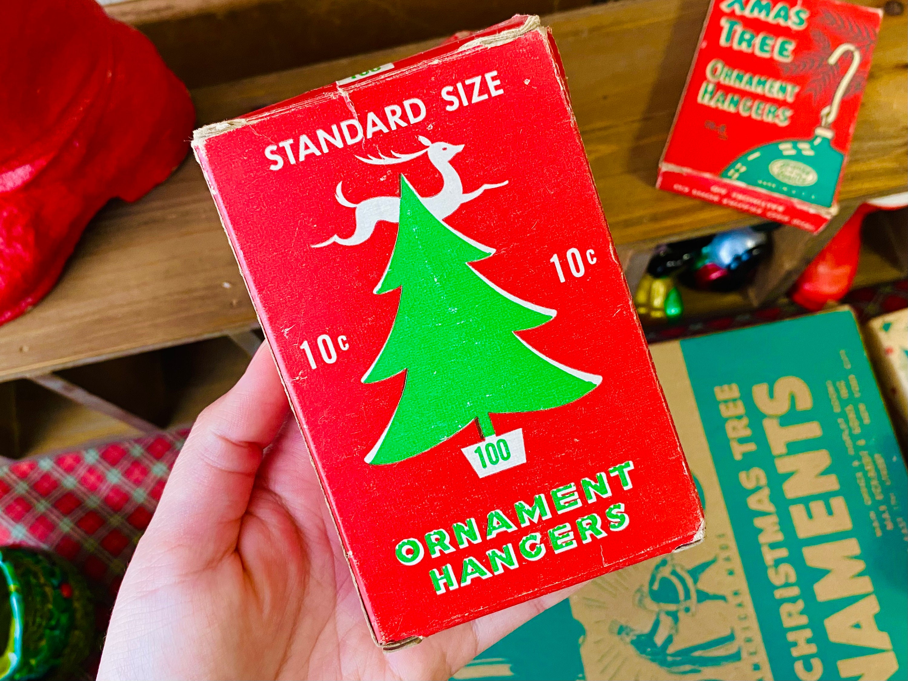 Vintage Christmas Tree Ornament Hooks Hangers Box, Vintage Christmas ...