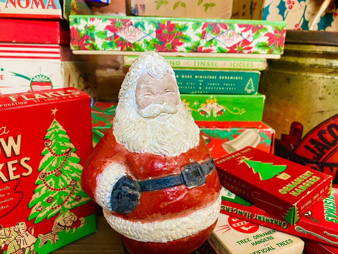 Vintage 1950s Christmas Santa Claus Plaster Chalk Figure, Vintage ...
