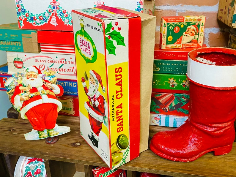 Vintage 1950s Alps Mechanical Santa Claus Made in Japan Empty Box ...