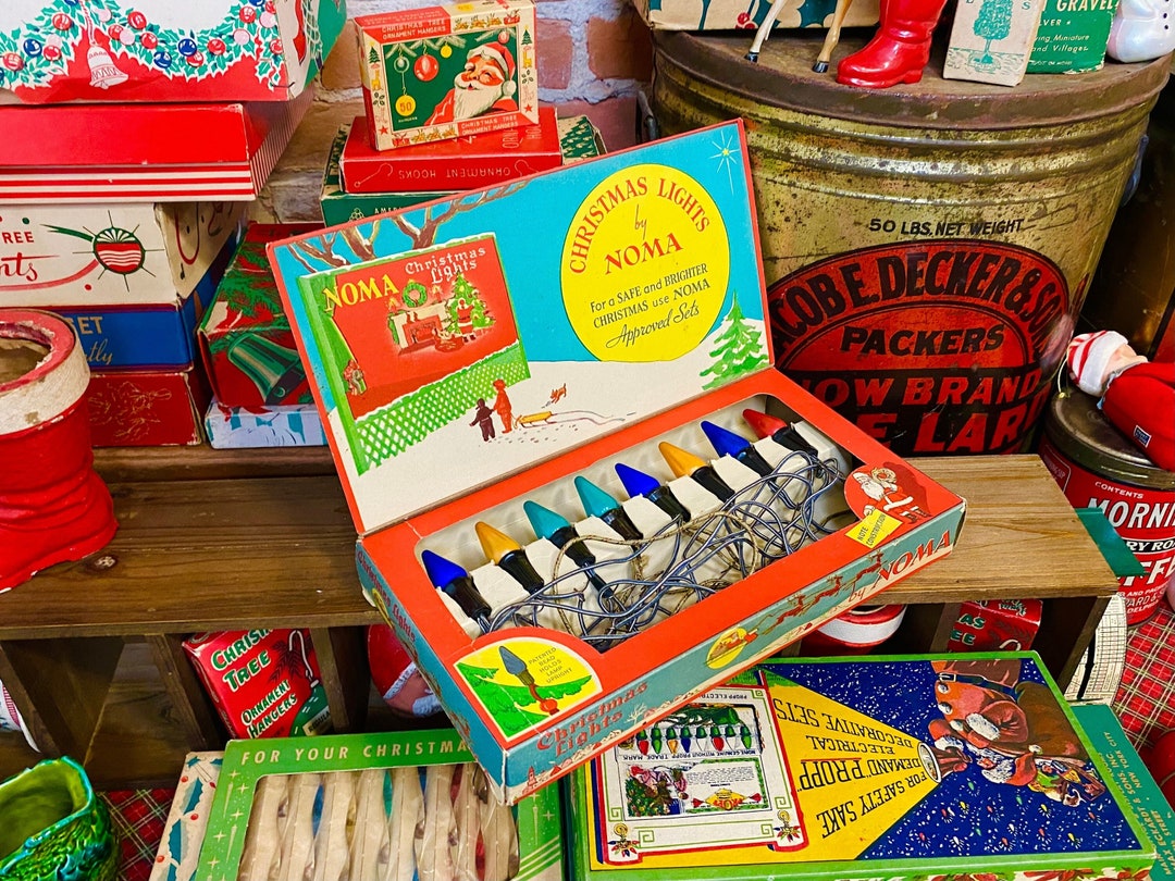 Vintage 1950s Christmas Lights Box by Noma, Vintage Christmas Box for ...
