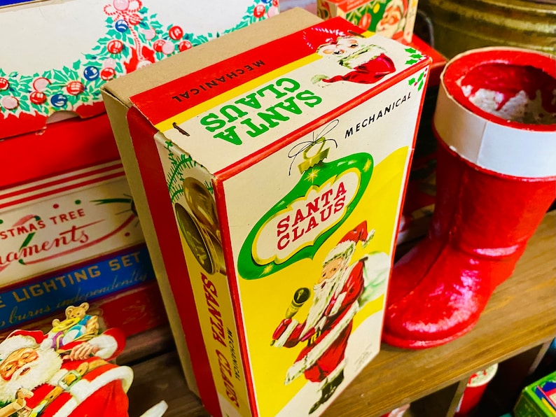 Vintage 1950s Alps Mechanical Santa Claus Made in Japan Empty Box ...