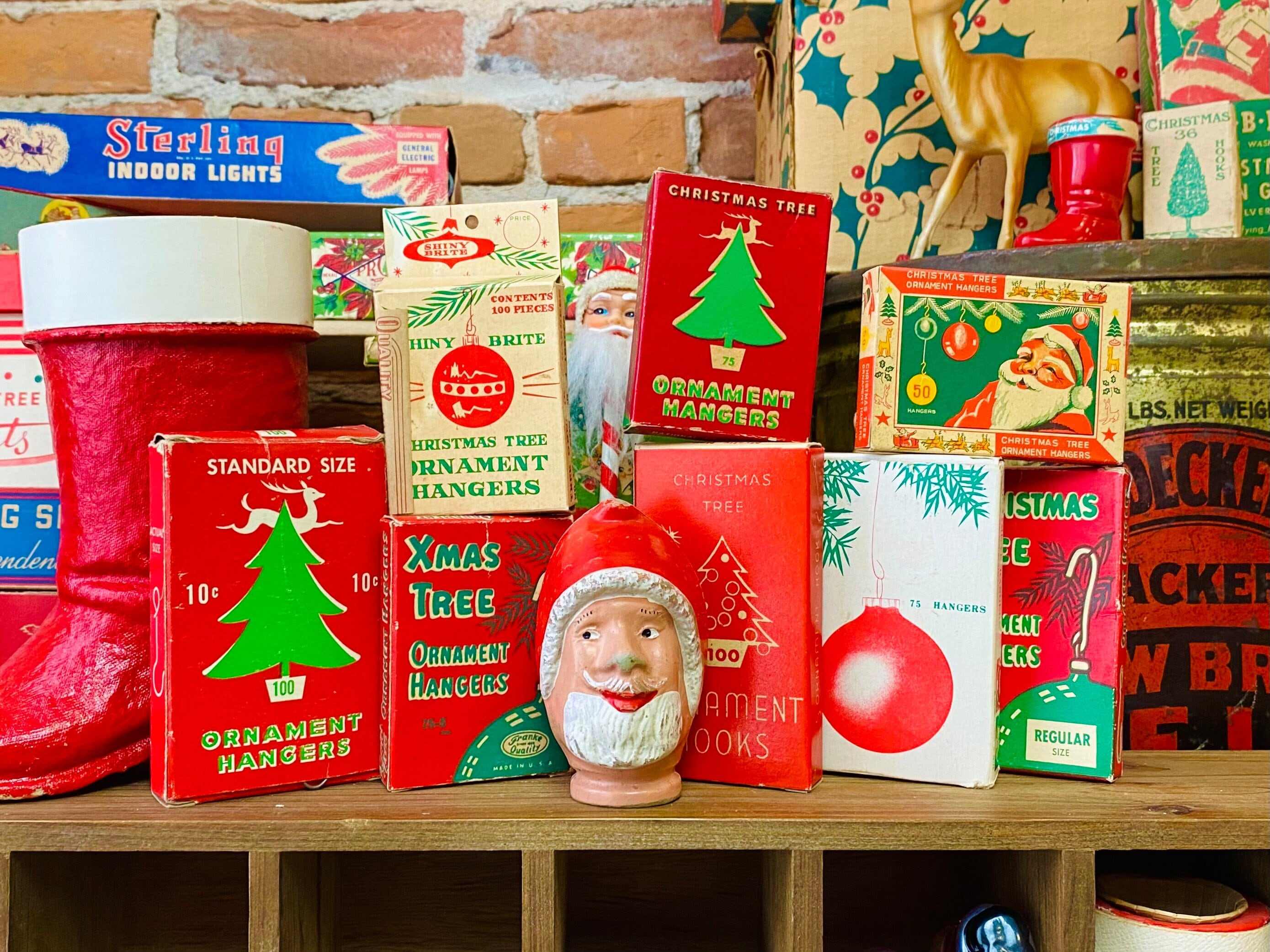 Vintage Christmas Tree Ornament Hooks Hangers Box, Vintage Christmas ...
