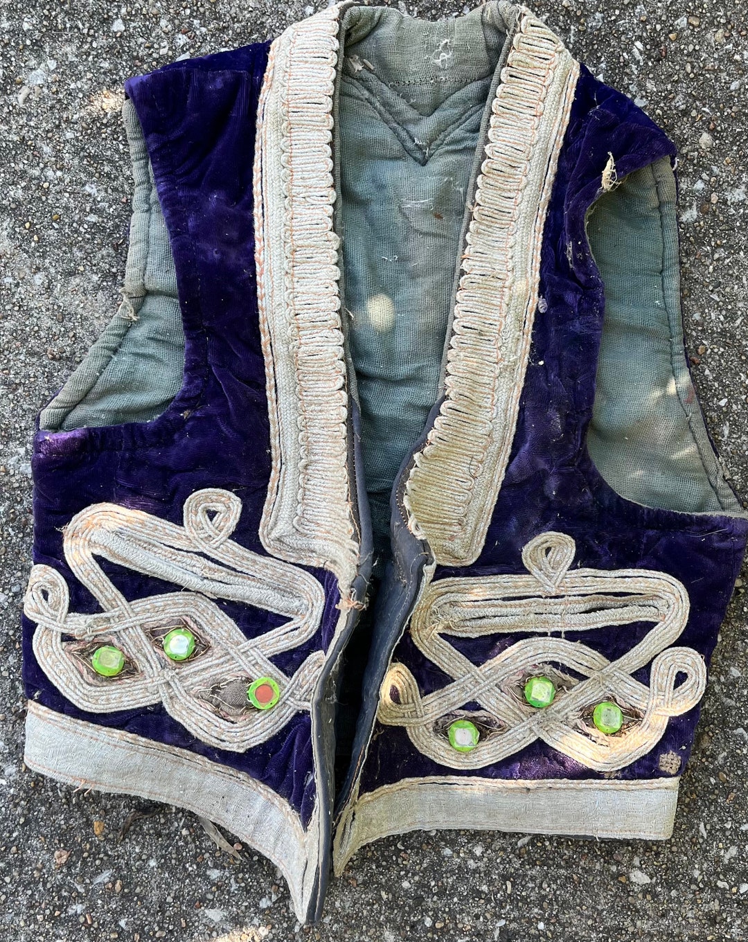 Vintage Ottoman Turkish Vest, Yelek, Anteri, All Hand Sewn, Blue Velvet ...