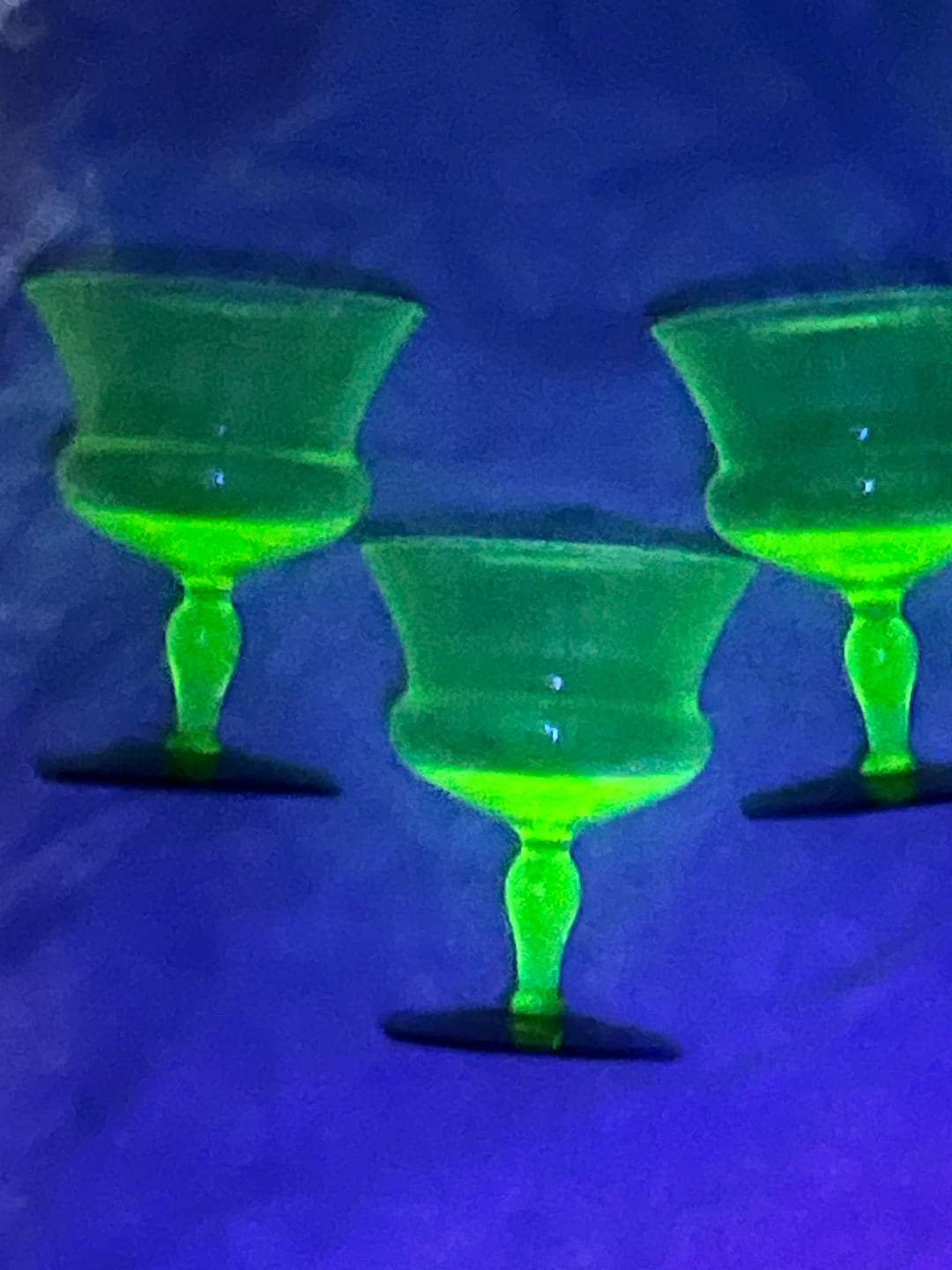 Three Uranium Glass Goblets, Utility Glass Works, "nilotus" - Etsy