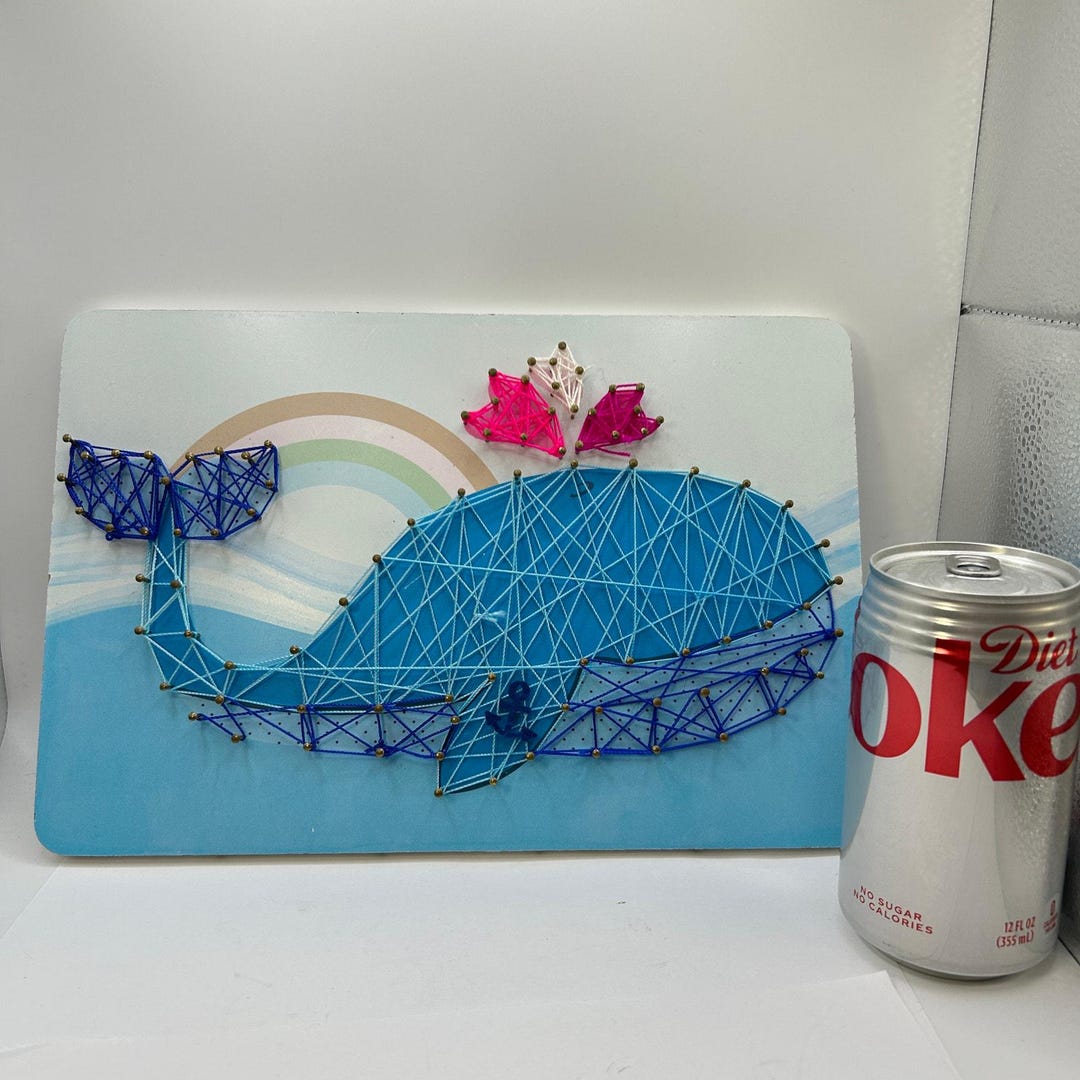 Cute Whale Spout Spouting String Art Completed Rainbow 11x8 in Ocean ...