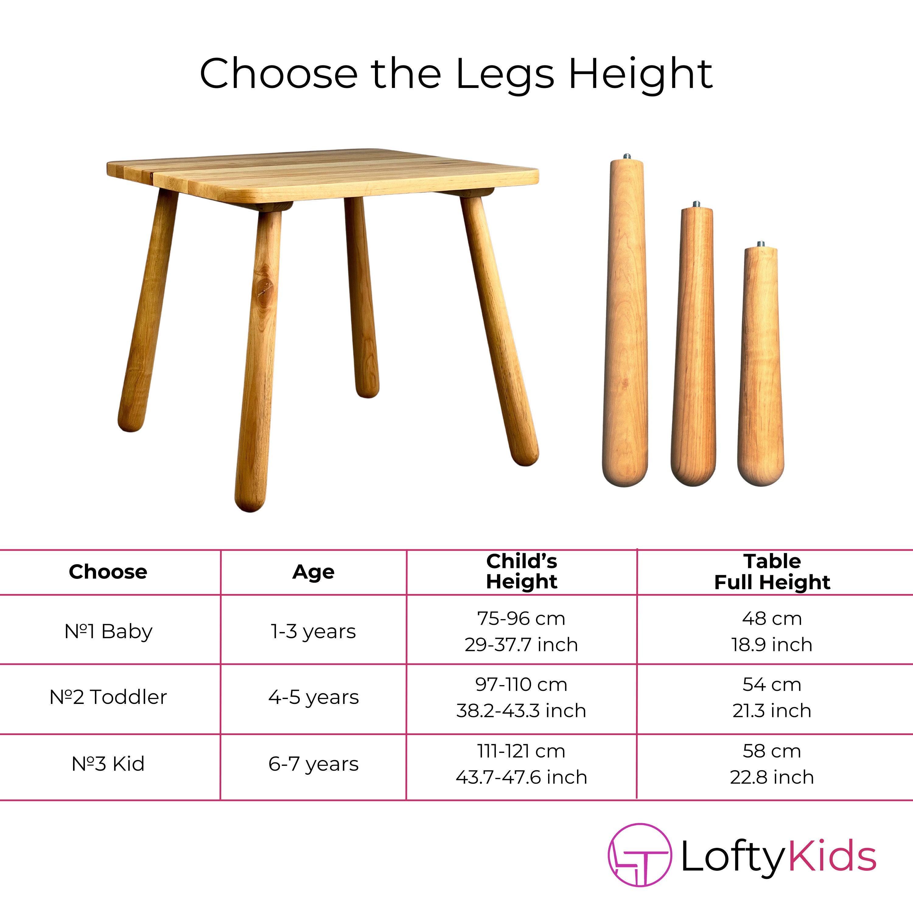 Wooden Kids Square Table, Montessori Table, Gift for Children, Kids Art ...