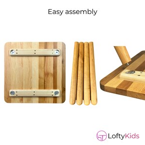 Wooden Kids Square White Table and Chairs Set, Montessori Table, Gift ...