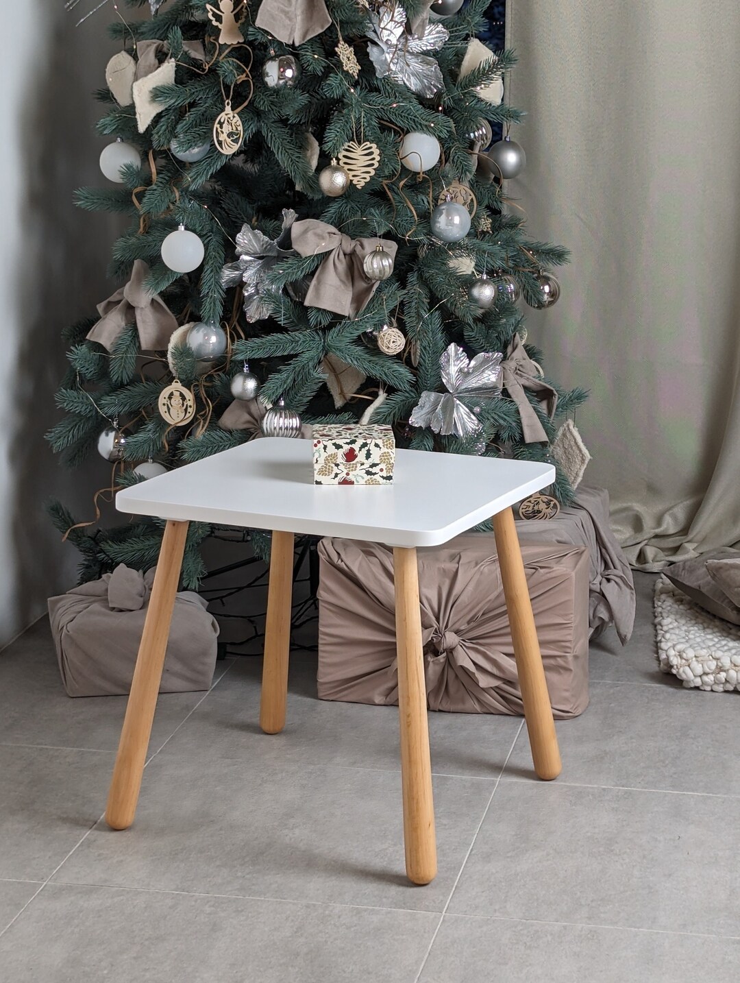 Wooden Kids White Square Table, Montessori Table, White Toddler Table ...