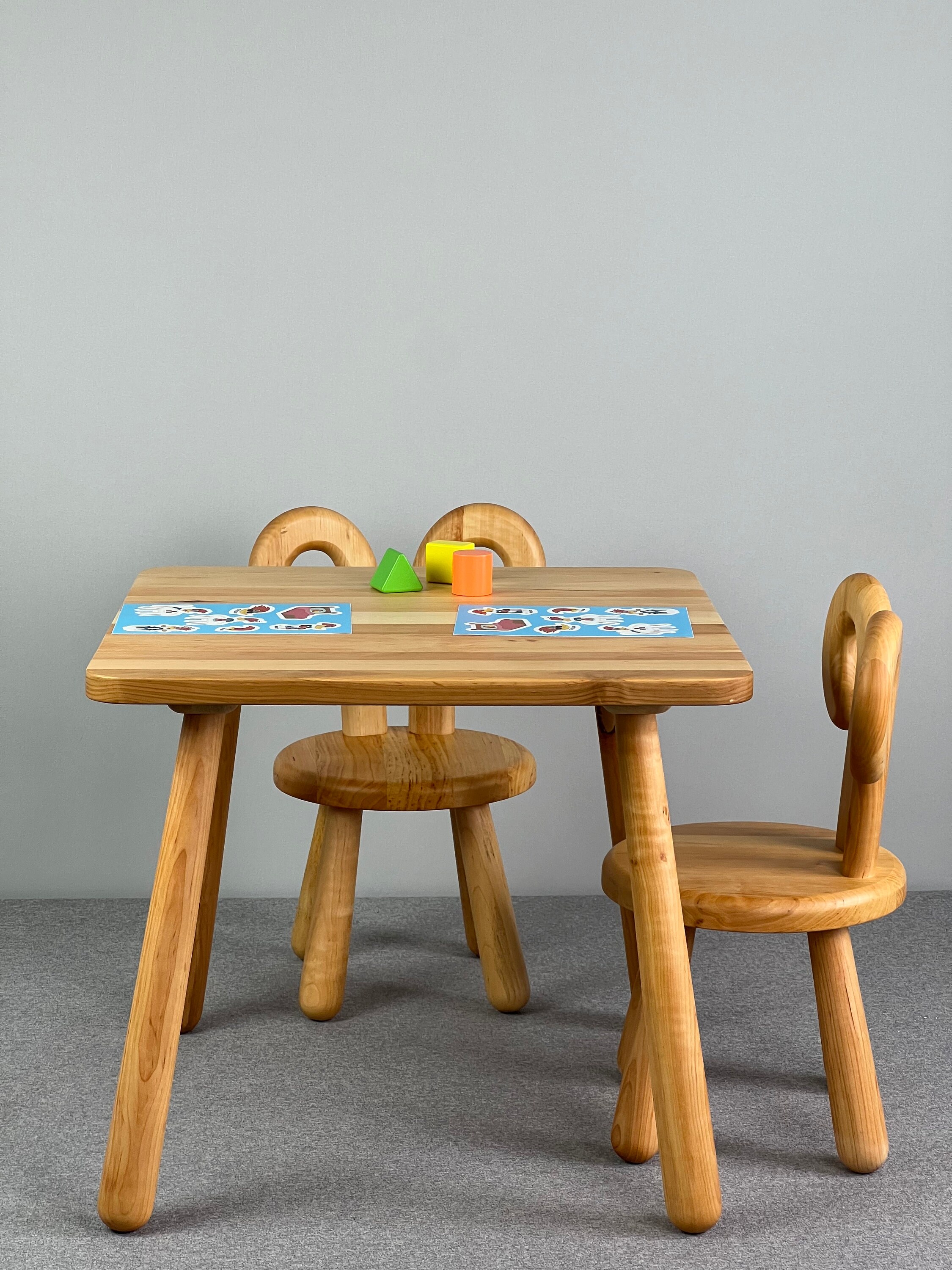 Wooden Kids Square Table, Montessori Table, Gift for Children, Kids Art ...
