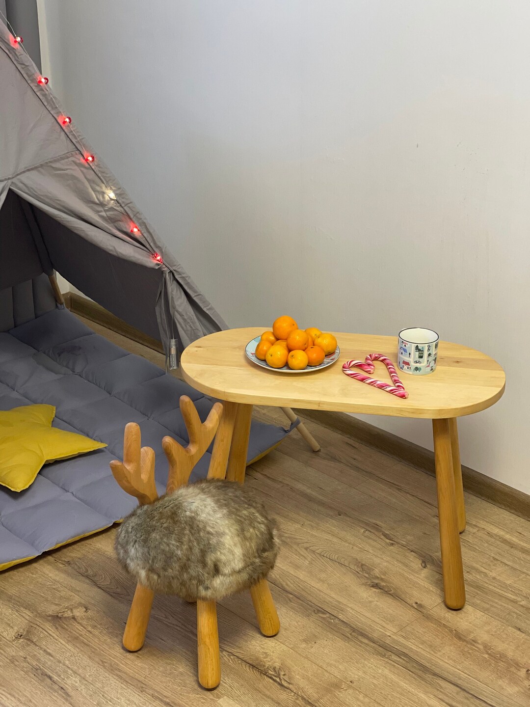 Wooden Kids Oval Table, Montessori Table, Natural Toddler Table ...