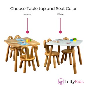 Wooden Kids Square White Table and Chairs Set, Montessori Table, Gift ...