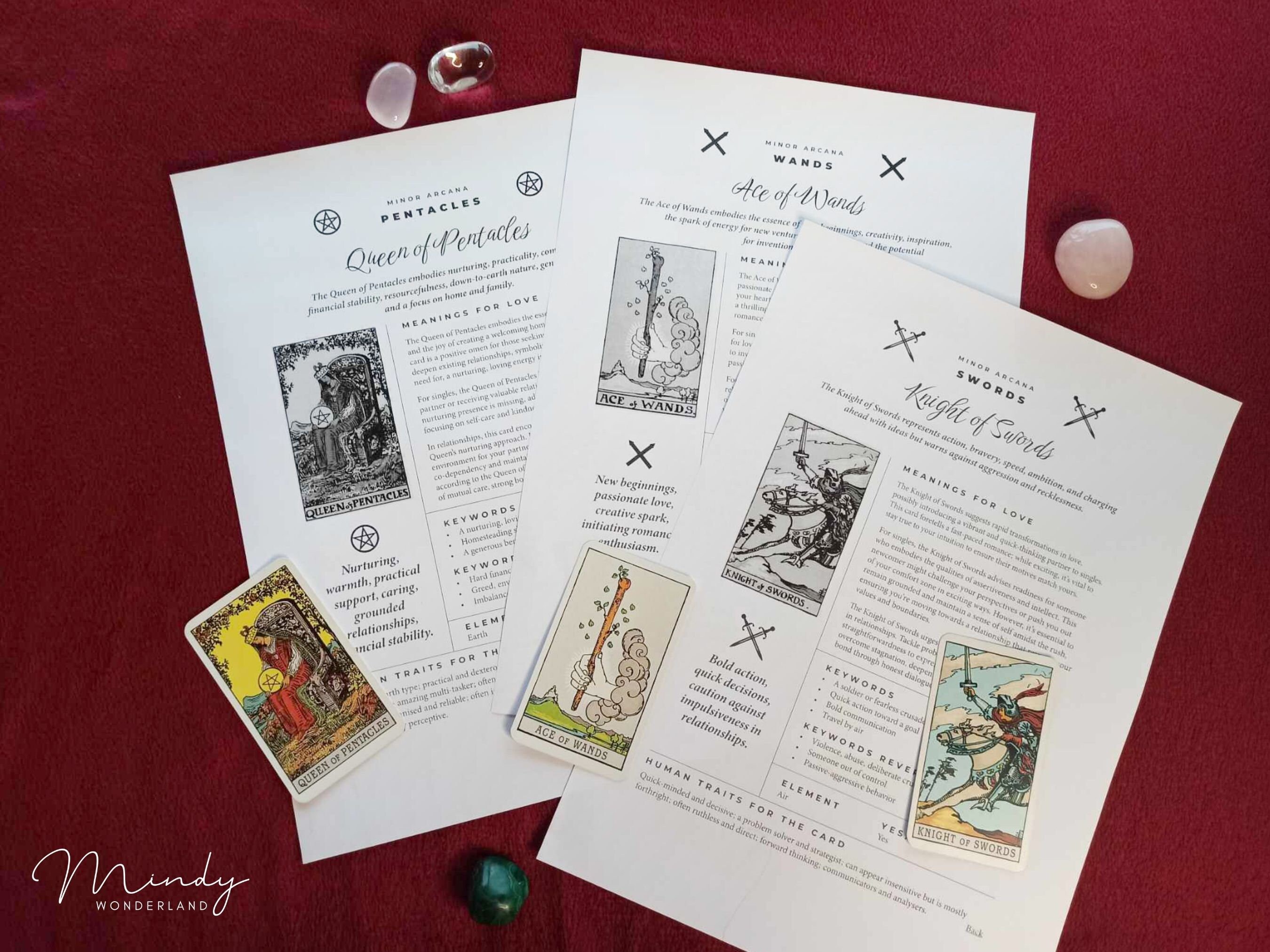 Tarot Guidebook Cheat Sheets for Love Reading, Printable Tarot Love ...