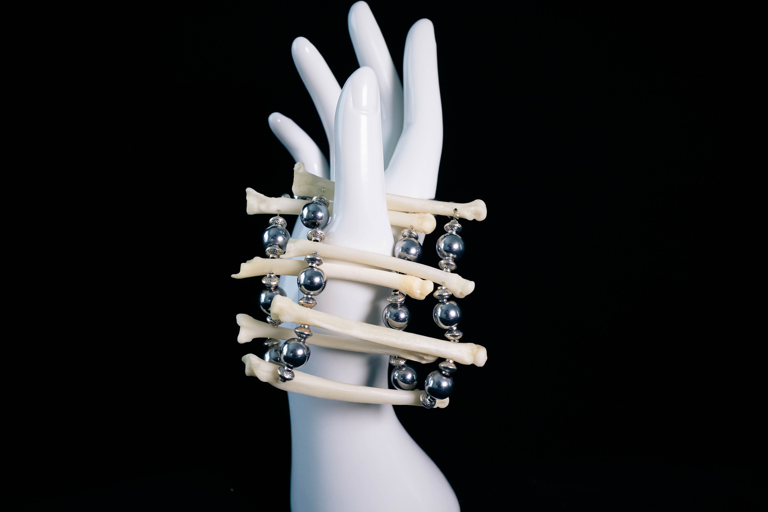 KRATOS Minimalistic Brutalist Genuine Coyote Bone Cuff Bracelet With ...