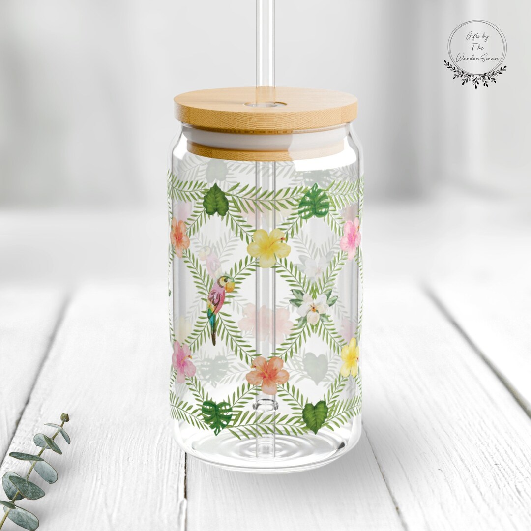 Tropical Beer/soda Can Shaped Sipper Glass, Iced Coffee Glass, Cute ...