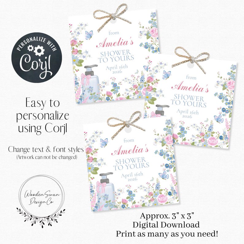 Printable Soap Gift Tag Template, From My Shower to Yours, Bridal Favor ...