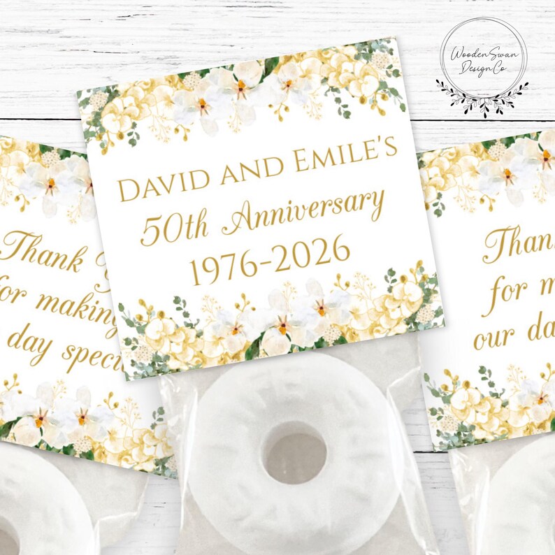 Printable Anniversary Mint Template, Custom Mint Party Favors, Greenery ...