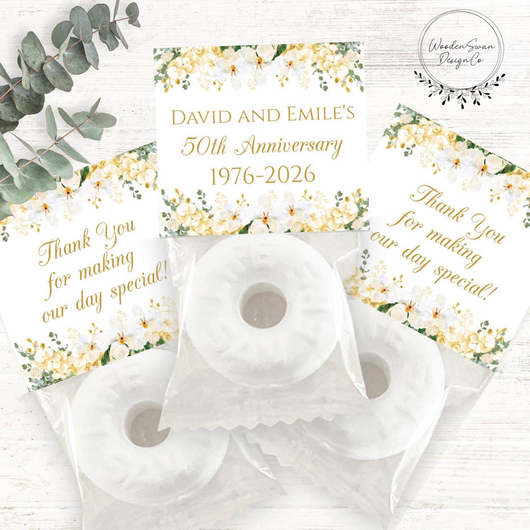 Printable Anniversary Mint Template, Custom Mint Party Favors, Greenery ...