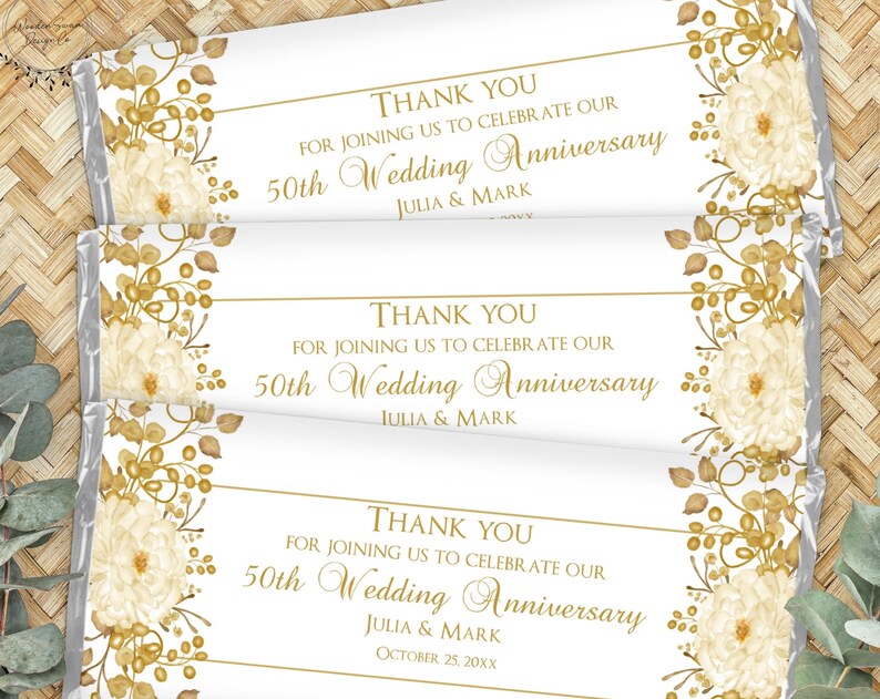 Printable Chocolate Bar Wrapper Template for Golden 50th Anniversary ...