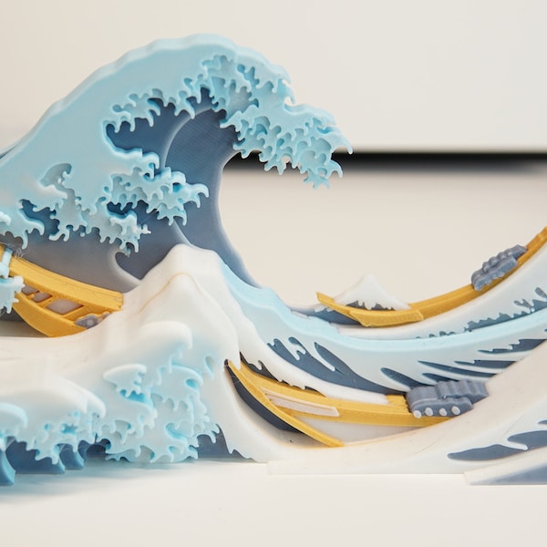 3d Printed Great Wave - Etsy