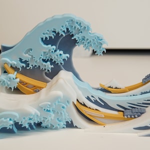 The Great Wave off Kanagawa 3D Printed Art Figure Desk Statue - Etsy