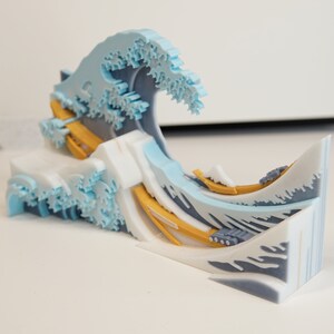 The Great Wave off Kanagawa 3D Printed Art Figure Desk Statue - Etsy