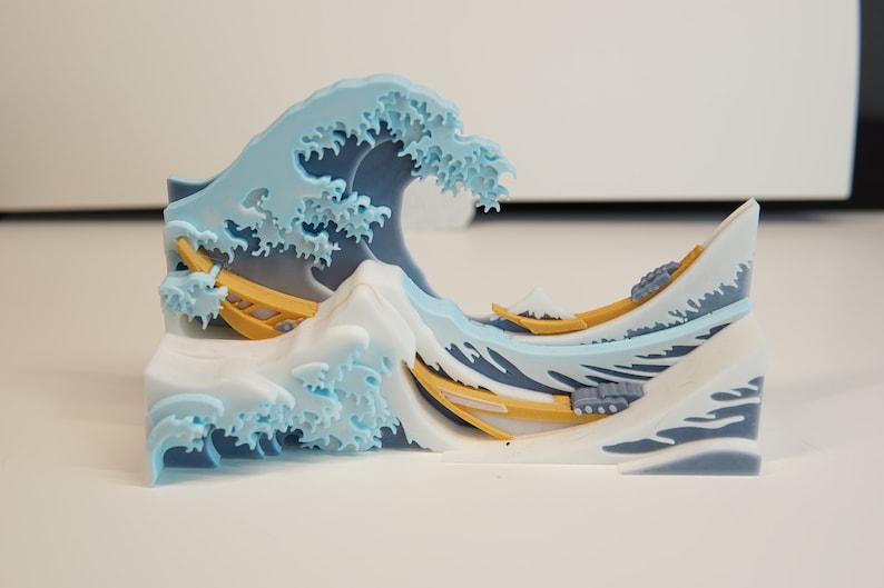 The Great Wave off Kanagawa 3D Printed Art Figure Desk Statue - Etsy
