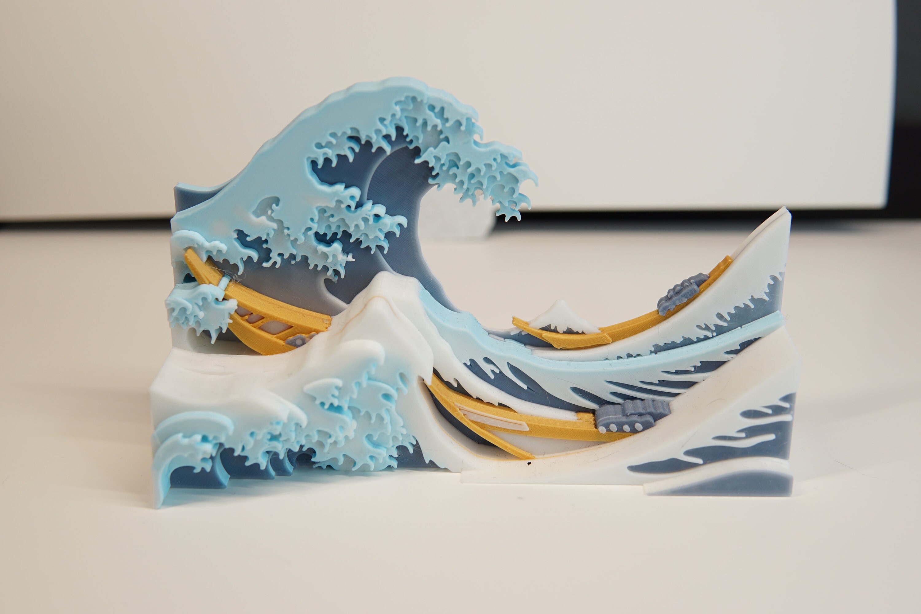 The Great Wave off Kanagawa 3D Printed Art Figure Desk Statue - Etsy