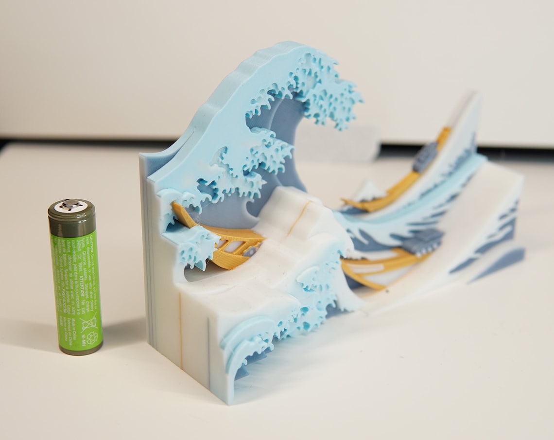 The Great Wave off Kanagawa 3D Printed Art Figure Desk Statue - Etsy