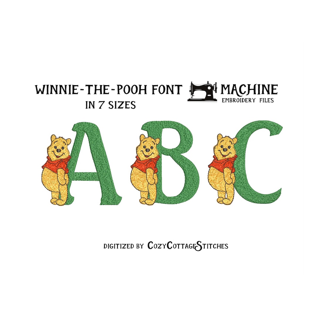 Winnie-the-pooh FONT. 7 Sizes. Uppercase Letters. ABC Alphabet. 4x4 ...