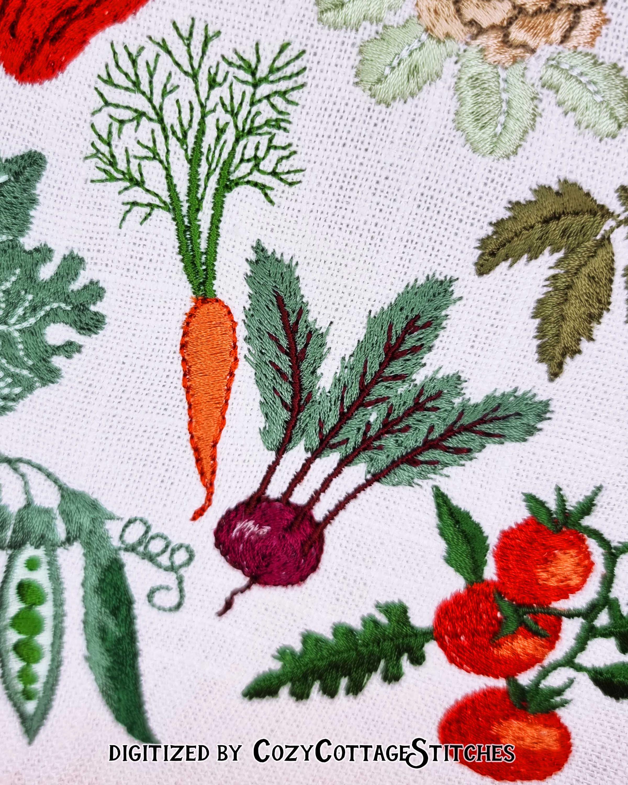 VEGETABLES. Embroidery Files 6 Sizes. Carrot Beet Tomato Pea Peapod ...