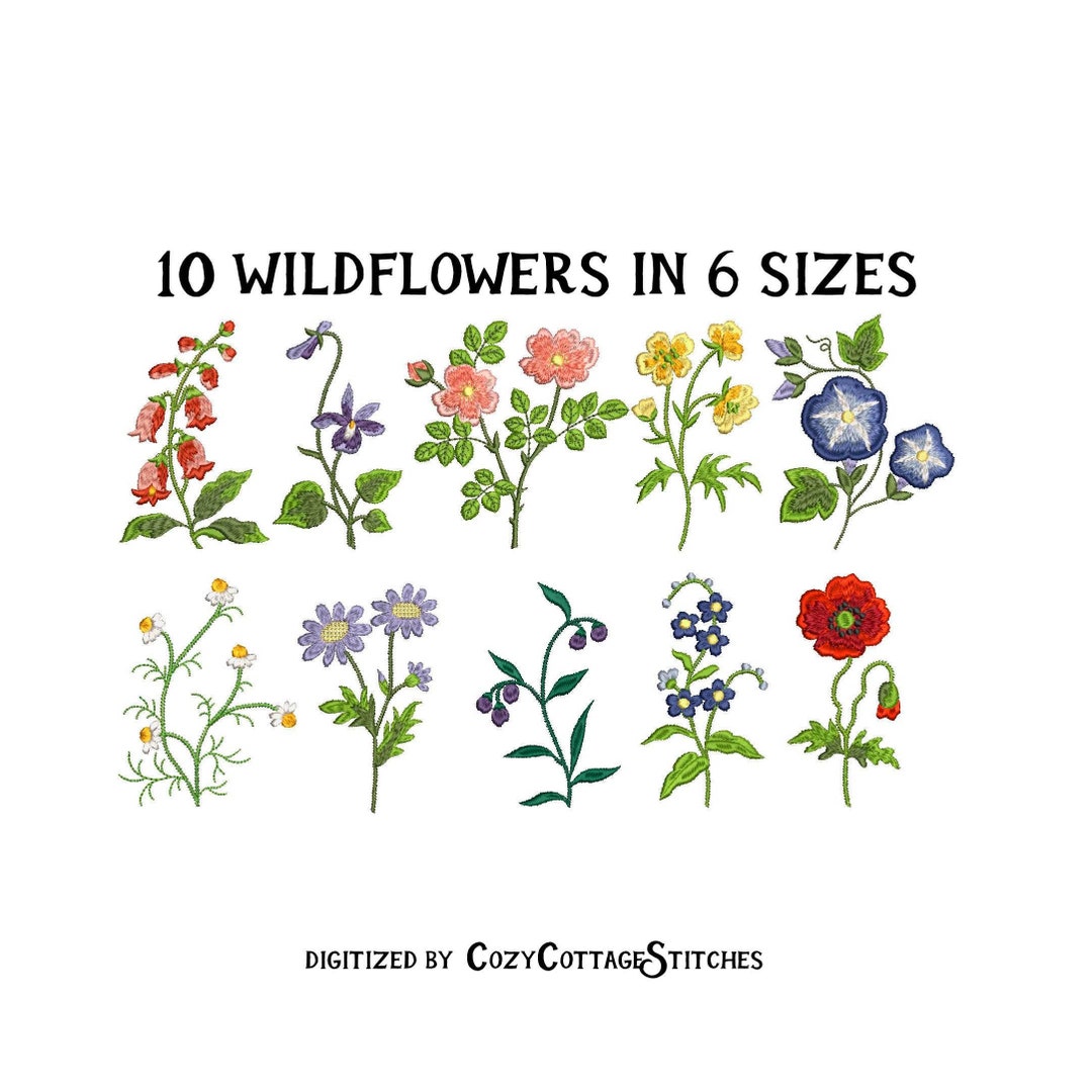 10 Wildflowers. 6 Sizes. Floral Posy. Wild Flowers. Modern Cute Easy ...