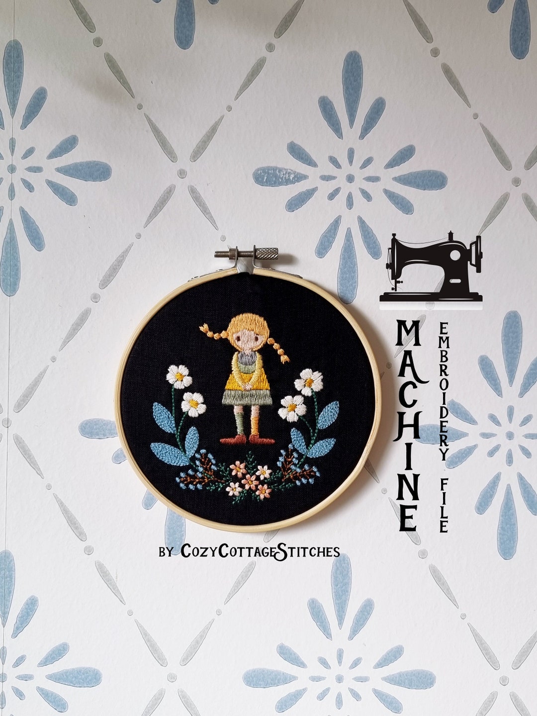 Embroidery File - Little Girl - Mini Cozy Cottagecore Modern Boho Baby ...