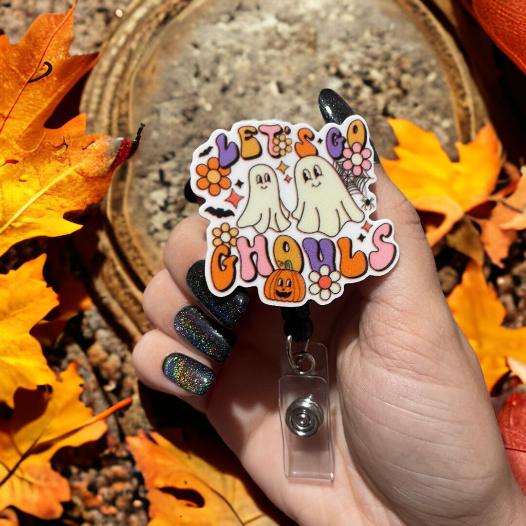 Ghost Badge Reel - Halloween Badge - Retractable Badge - Badge Topper ...