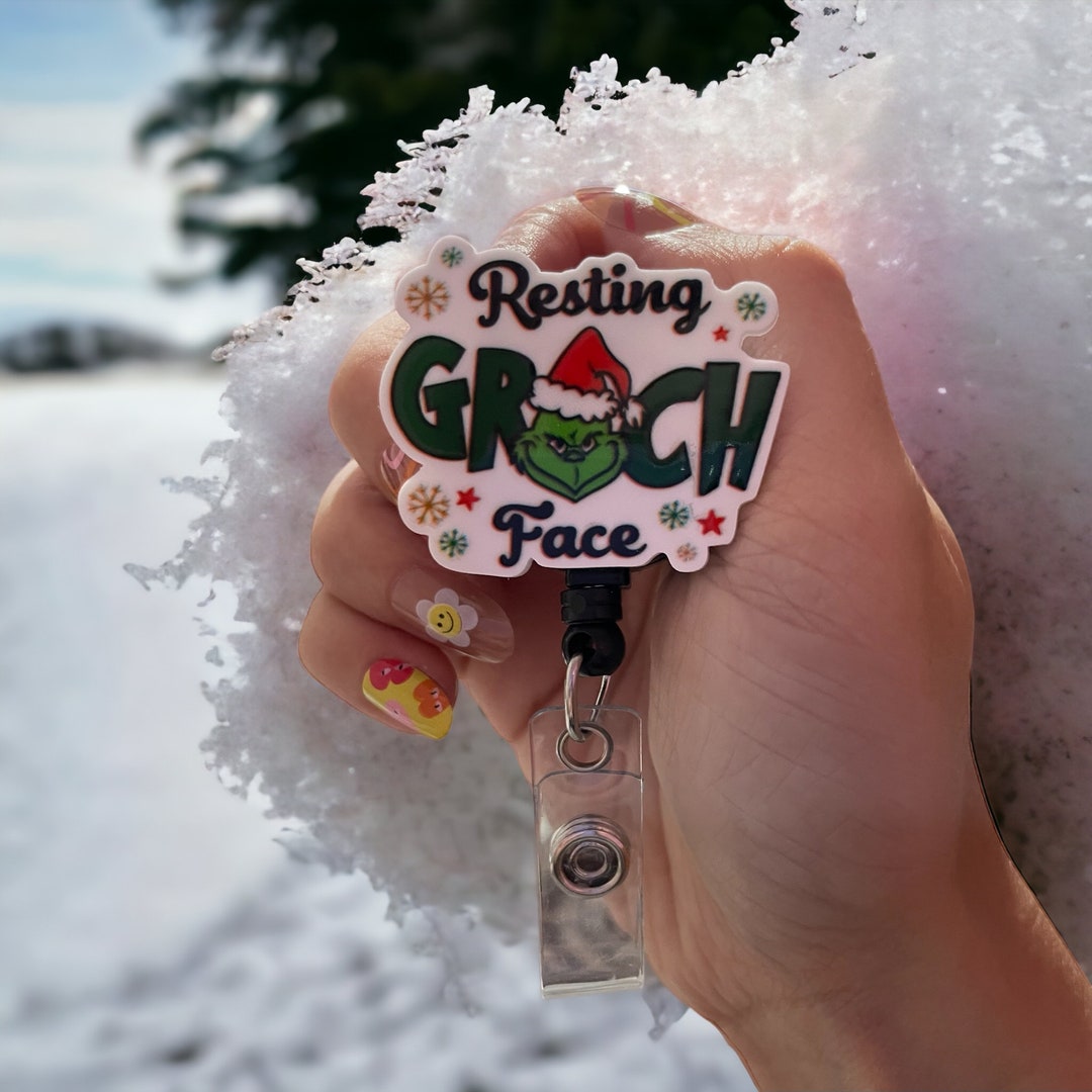 Resting Grinch Face Bade Reel Badge Reel Nurse Badge Reel - Etsy