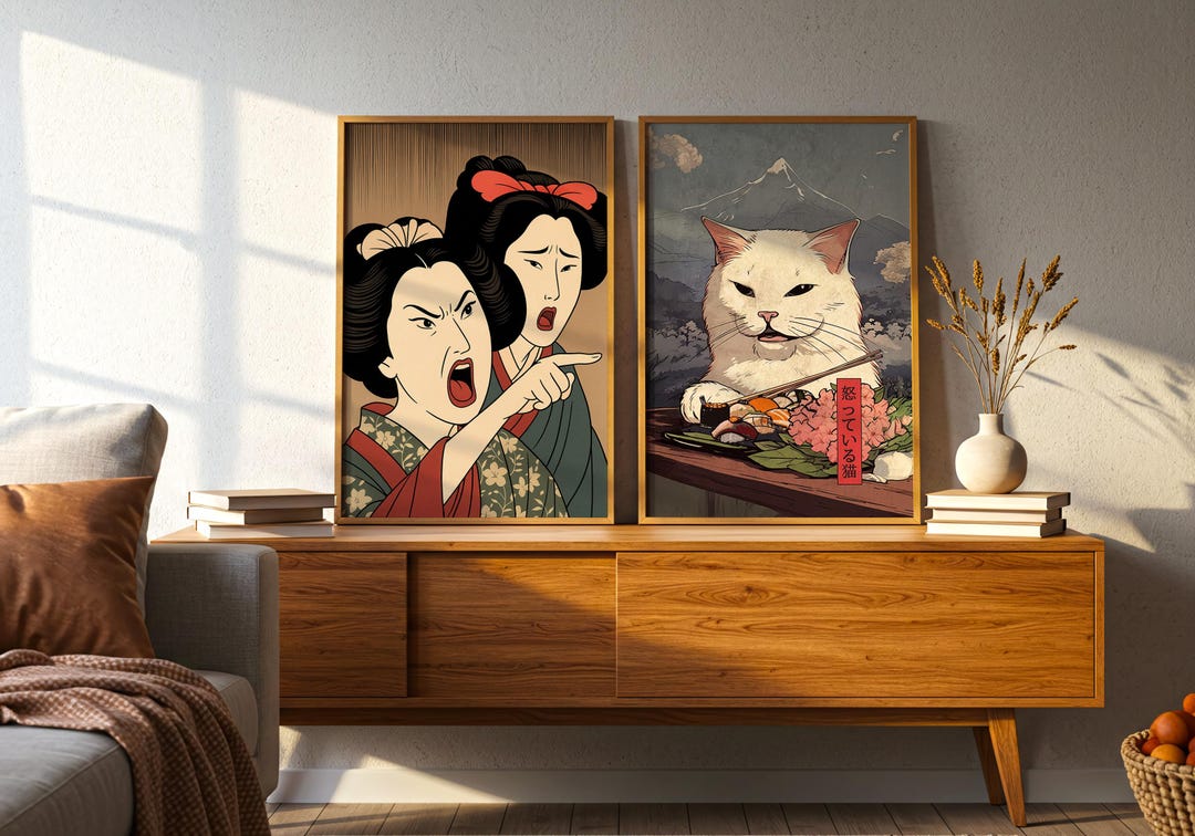 Ukiyo-e Meme Art Prints – Matte Photo Paper – Set of 2 - Etsy